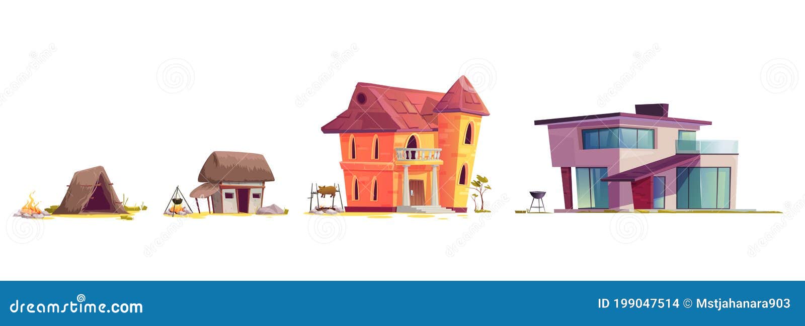 The Evolution Of Architecture In The Timeline. City Design Elements ...