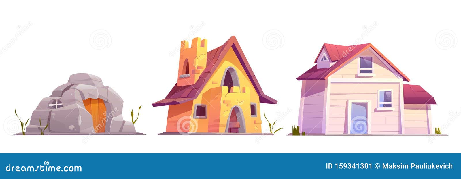 Evolution House Architecture Housing Progress Set Stock Vector ...