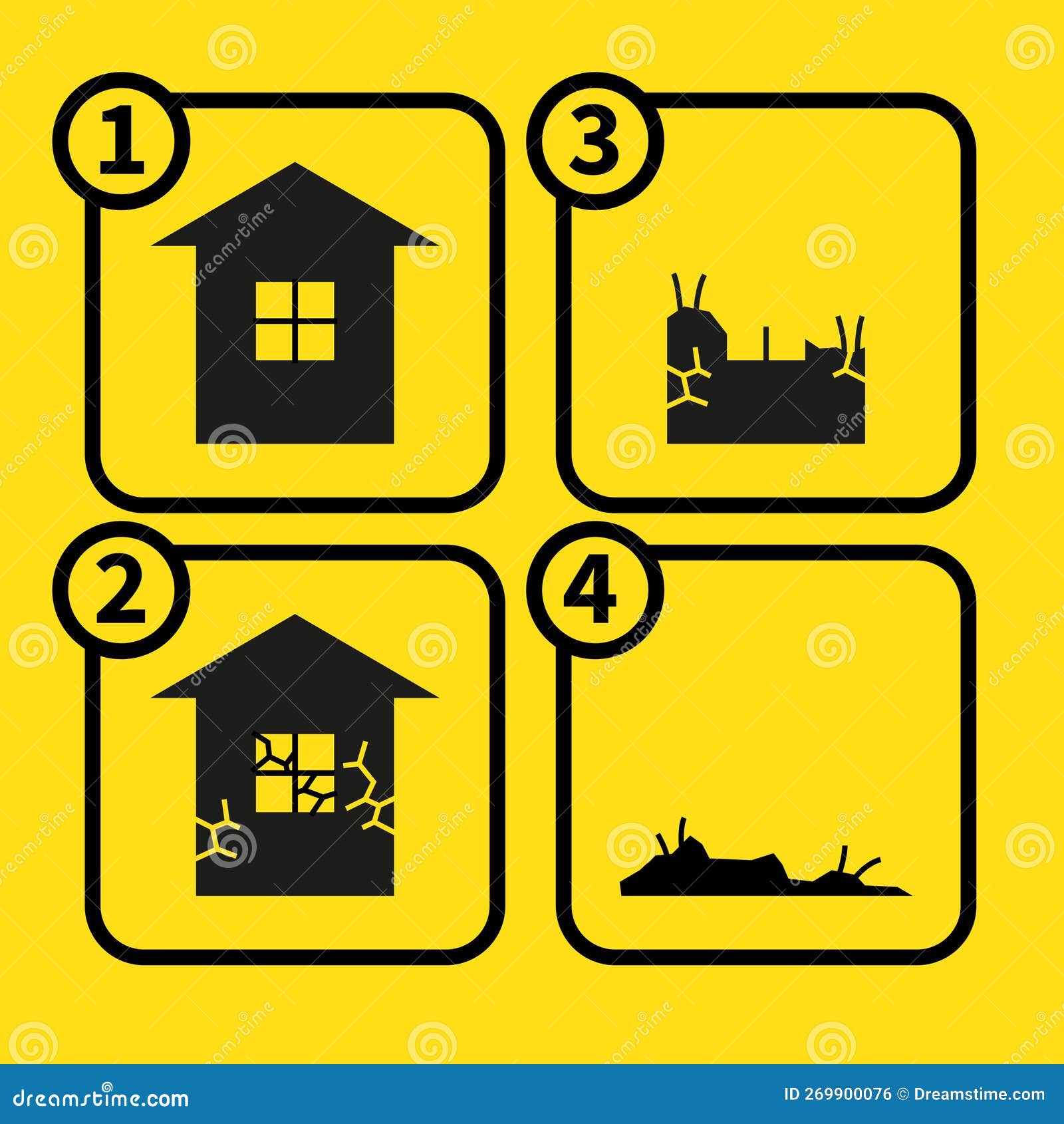 The Evolution of Houses Destroyed - Vector Stock Vector - Illustration ...