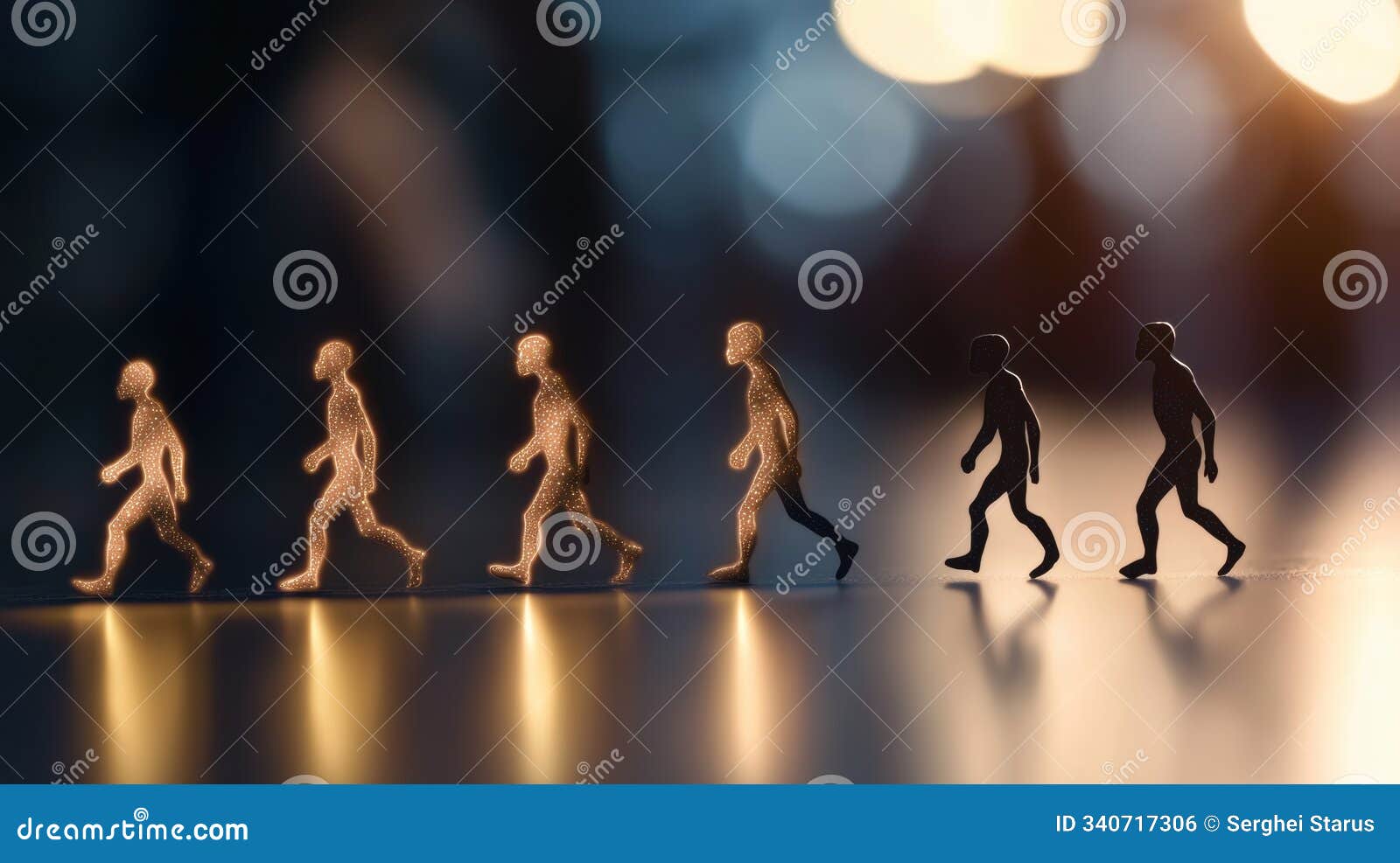 Evolution of Human Silhouettes Depicted in a Gradient of Light To Dark ...