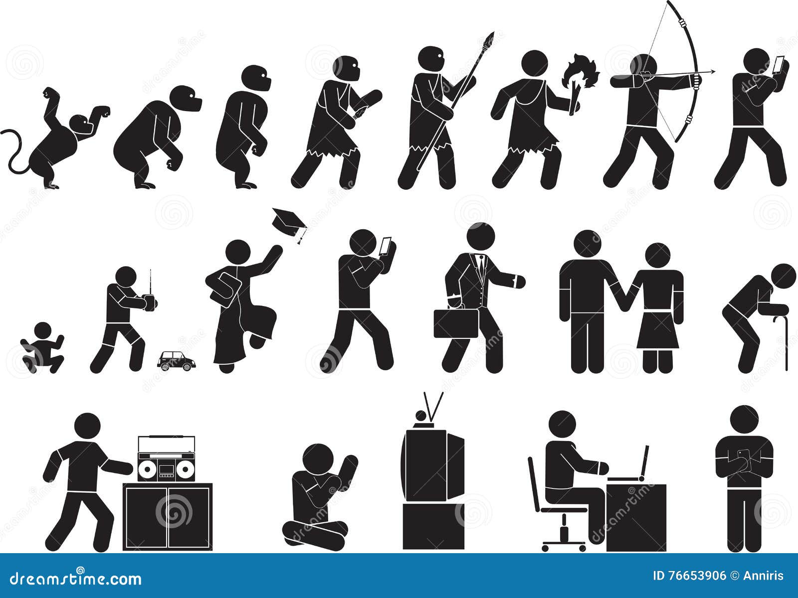 Evolution stock vector. Illustration of change, primate - 76653906