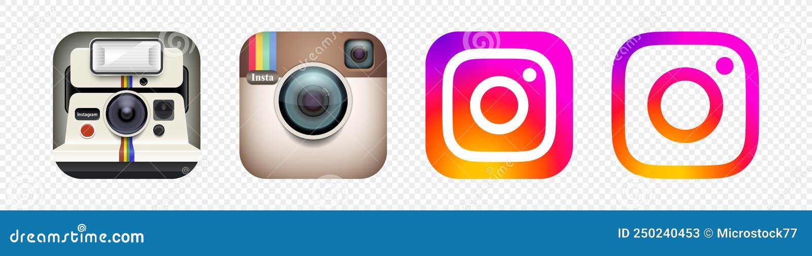 Evolution of the Instagram Logo, Isolated on Trasparent Background ...