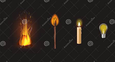 Evolution of Light Vector Illustration. Infographic from Bonfire and ...