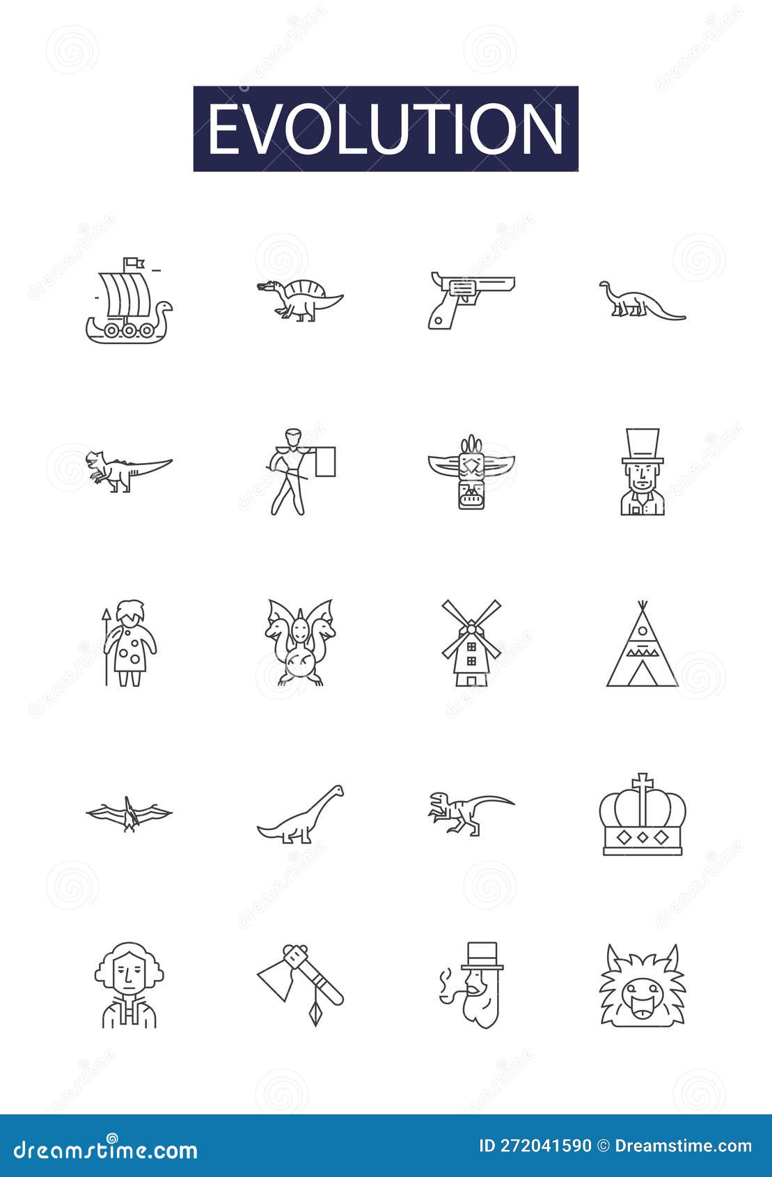 Evolution Line Vector Icons and Signs. Progression, Change, Adaptation ...