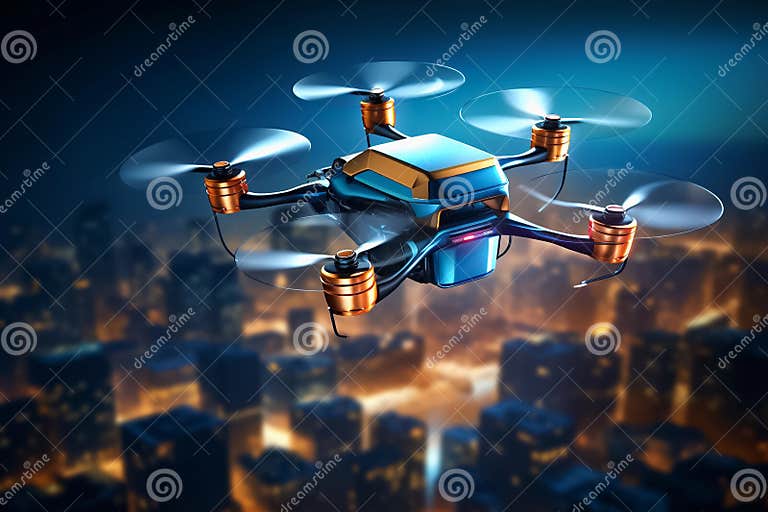Evolution Machine, Innovative Drone, Futuristic Quadcopter. Generative ...
