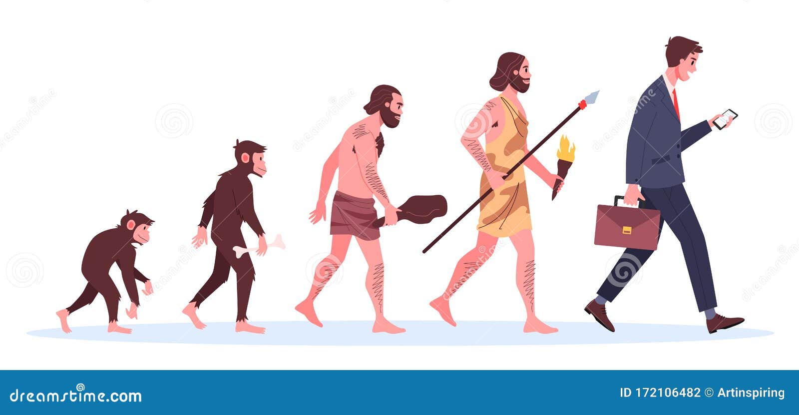 Evolution of Man. from Monkey To Businessman Stock Vector ...