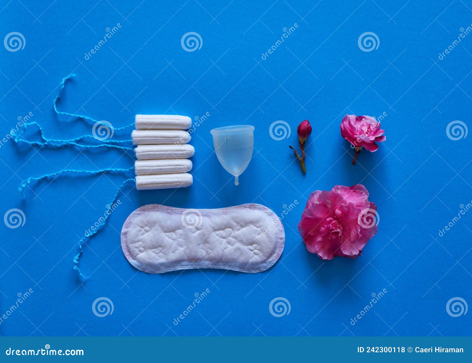 The Evolution of a Menstrual Cycle from Light To Heavy Flow - Flat Lay ...