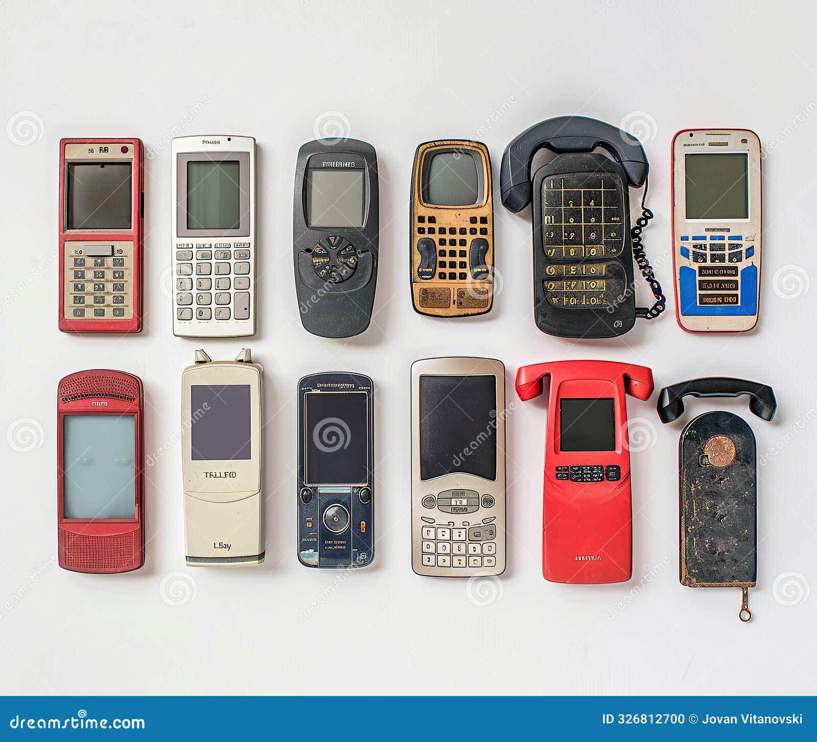 Evolution of Mobile Phones from Past To Present Isolated on White Stock ...