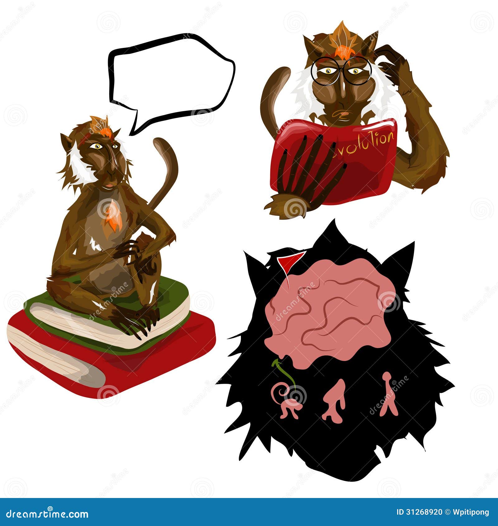 Evolution monkey stock vector. Illustration of monkey - 31268920