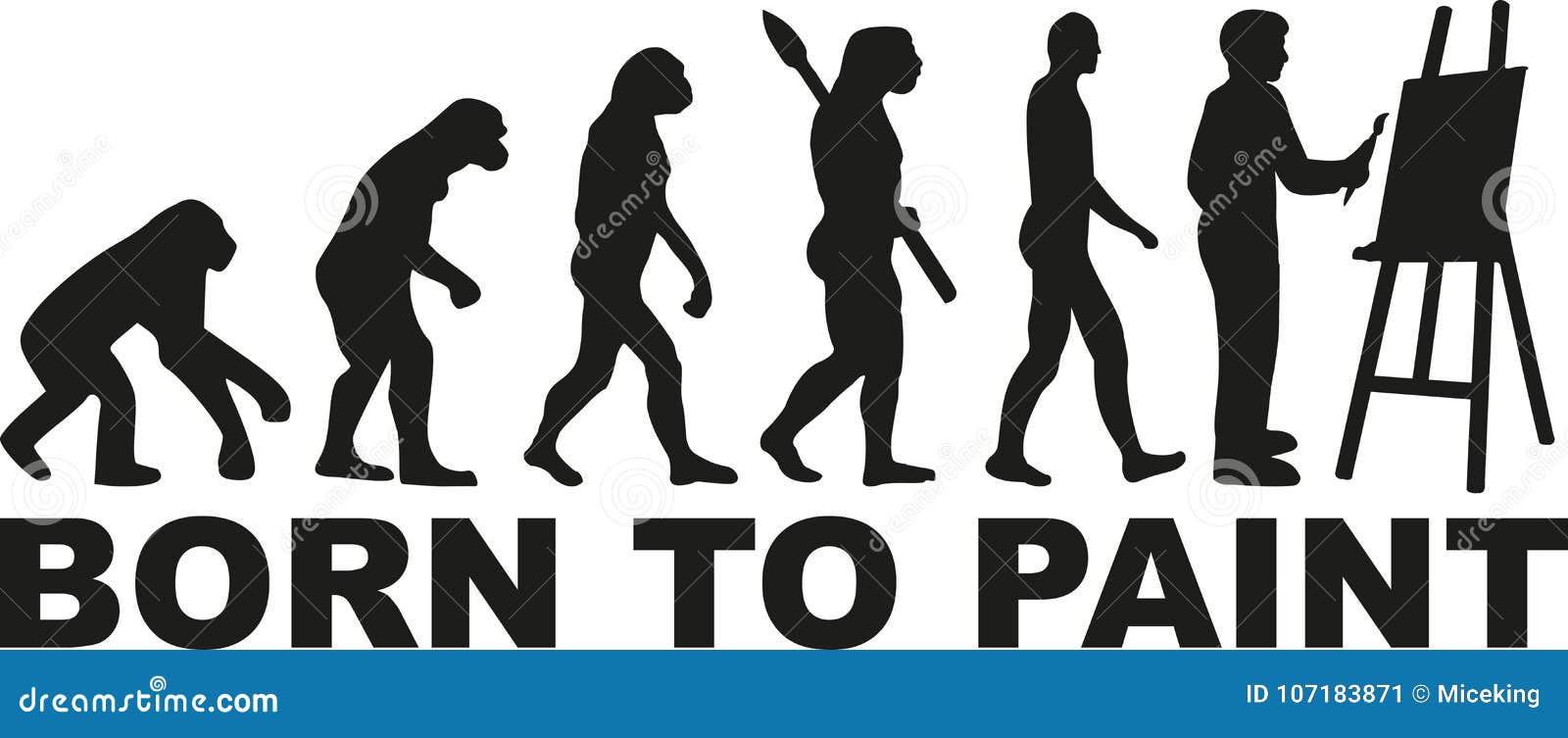 Evolution Painter Artist - Born To Paint Stock Vector - Illustration of ...