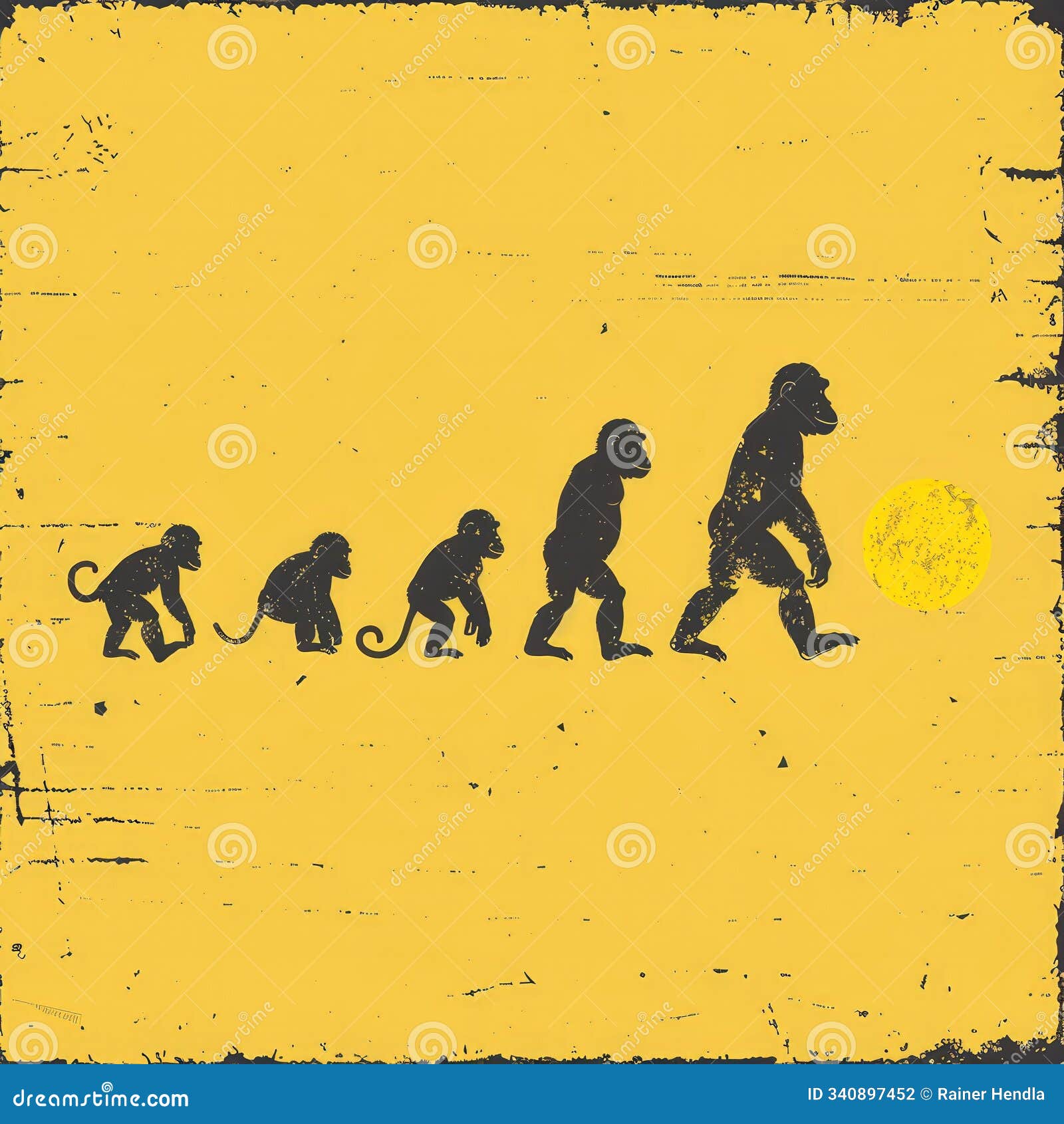 Evolution Of Primates Walking Through A Desert Landscape Stock Image ...