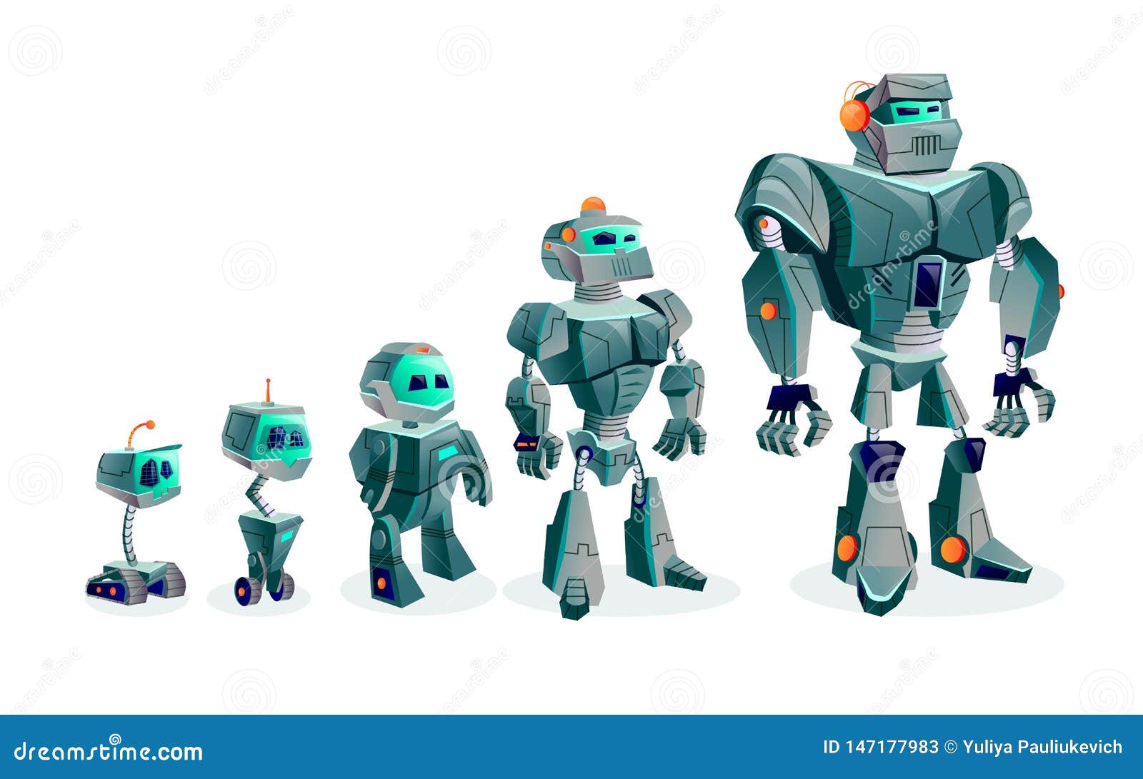 Evolution of Robots, Technological Progress Stock Vector - Illustration ...