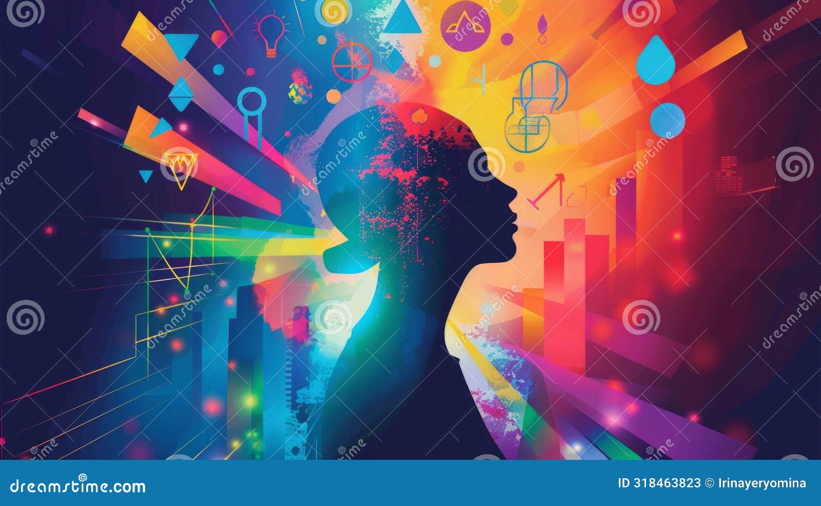 Evolution of Self: from Shadow To Vibrant Silhouette Stock Image ...