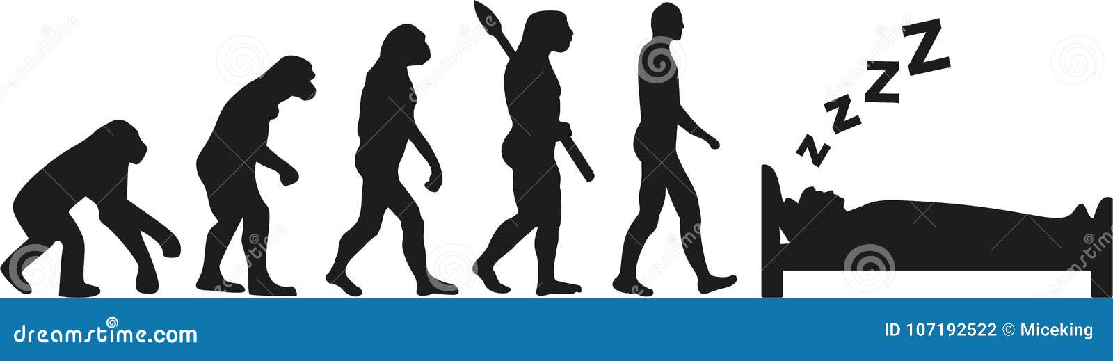Evolution of sleeping man stock vector. Illustration of night - 107192522