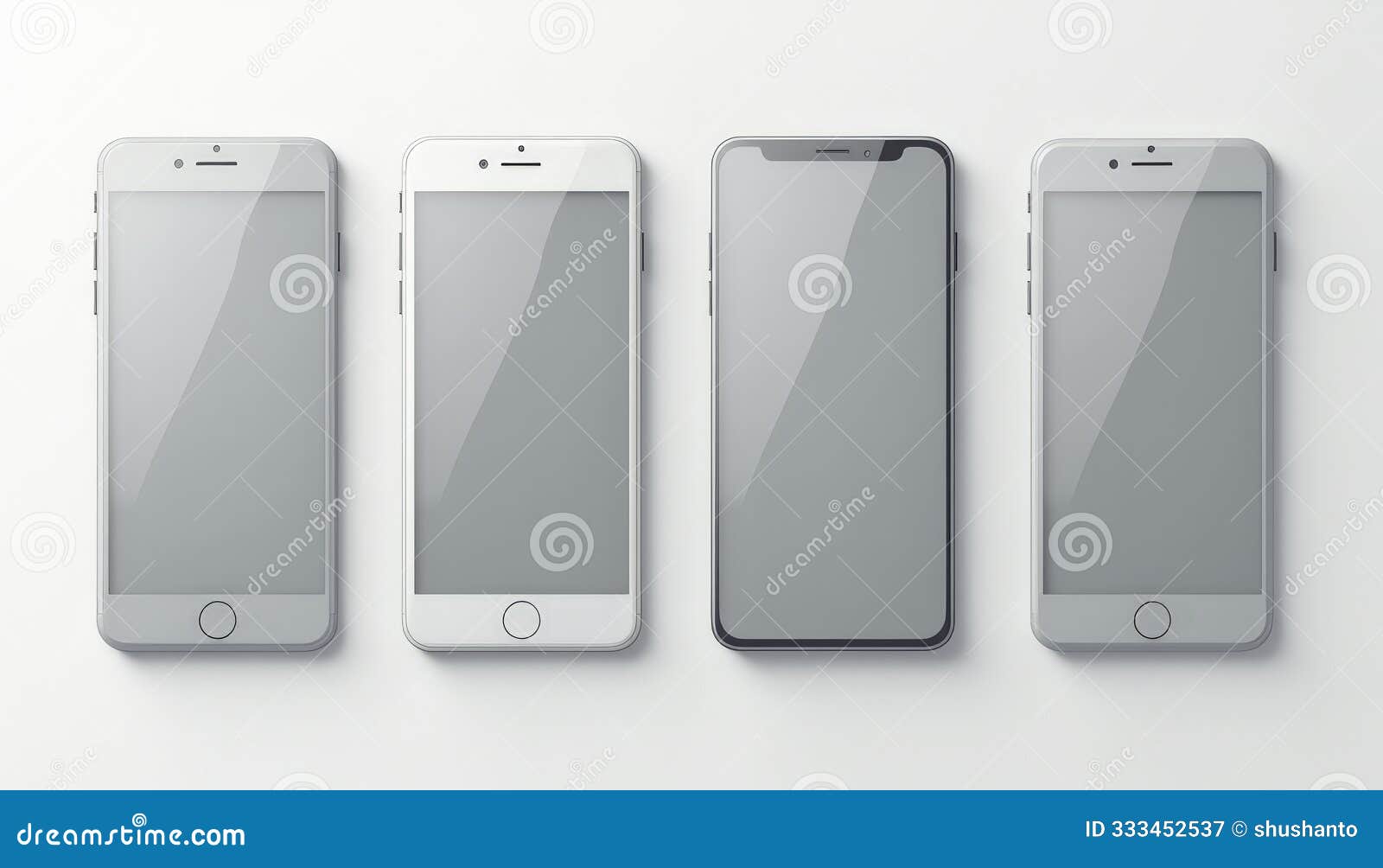 Evolution of Smartphones: Modern Design with Thin Bezels Stock ...