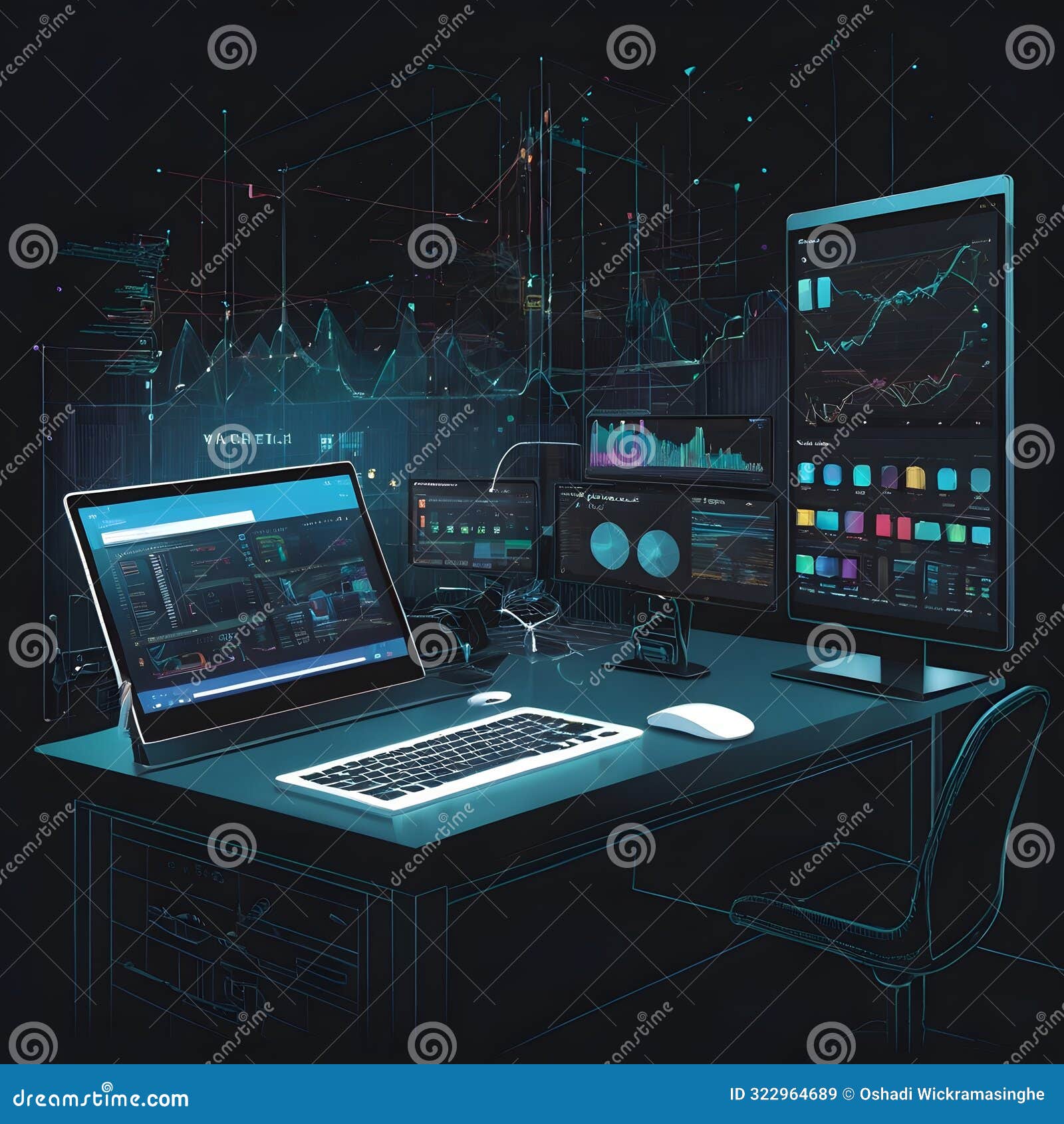 Evolution of Software UI: from Code To AI. Stock Illustration ...