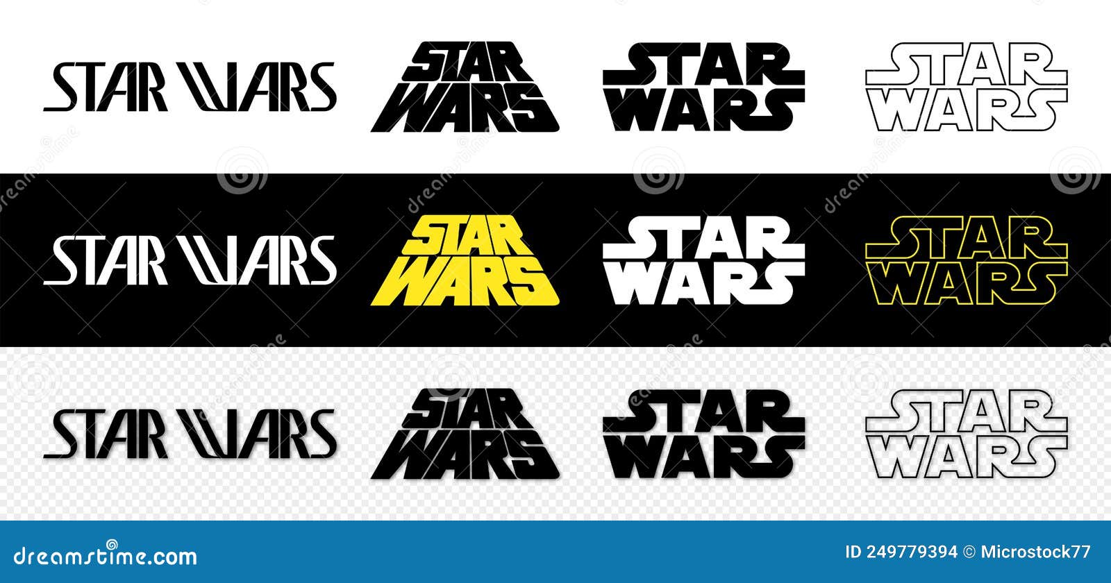 Evolution of Star Wars Logo, Vector Editorial Illustration Editorial ...