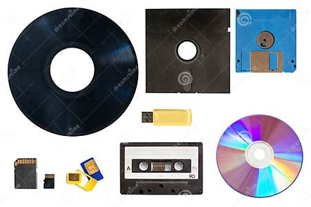 Evolution of Technology Data and Media Storage Stock Image - Image of ...