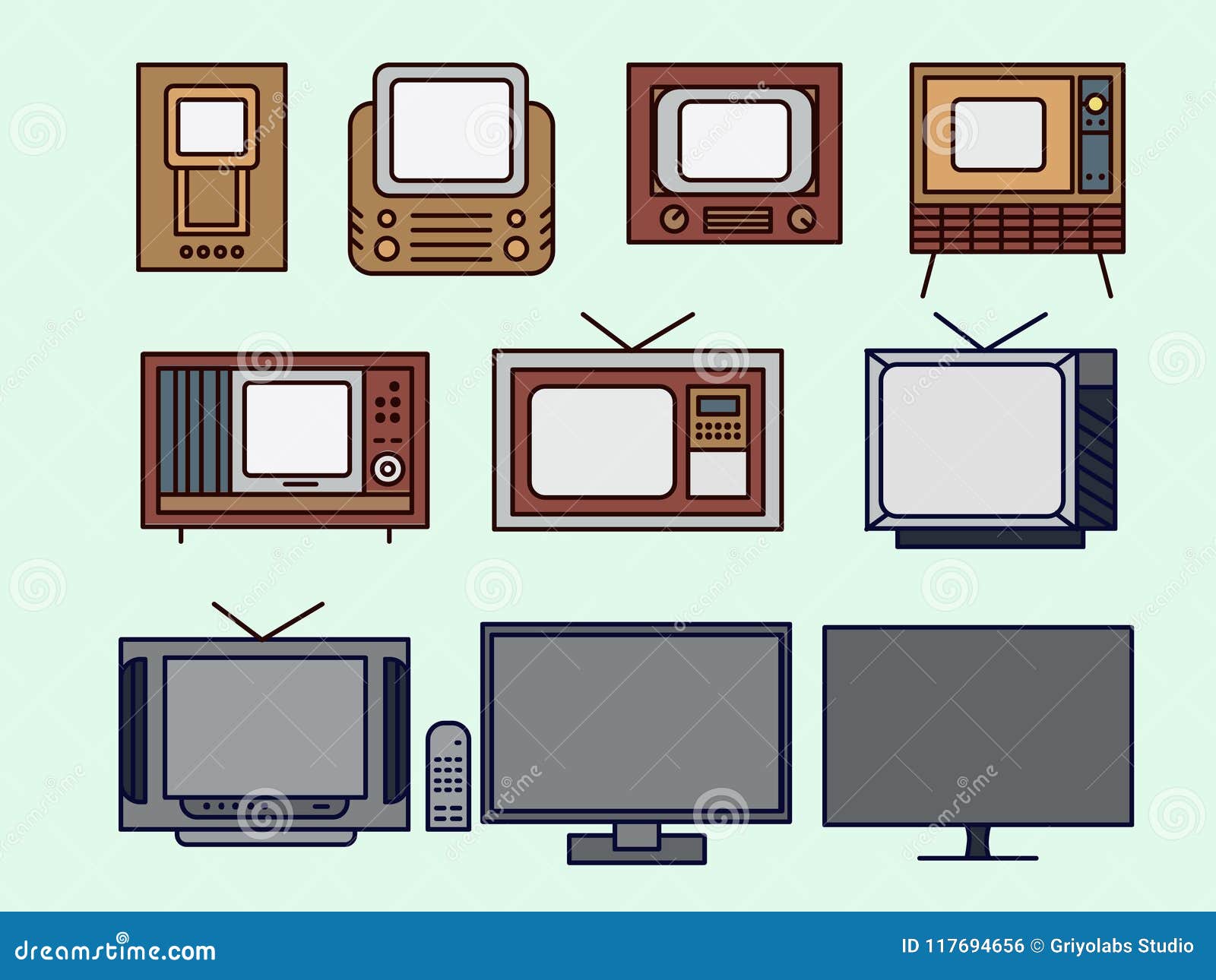 Evolution of televisions stock vector. Illustration of employees ...