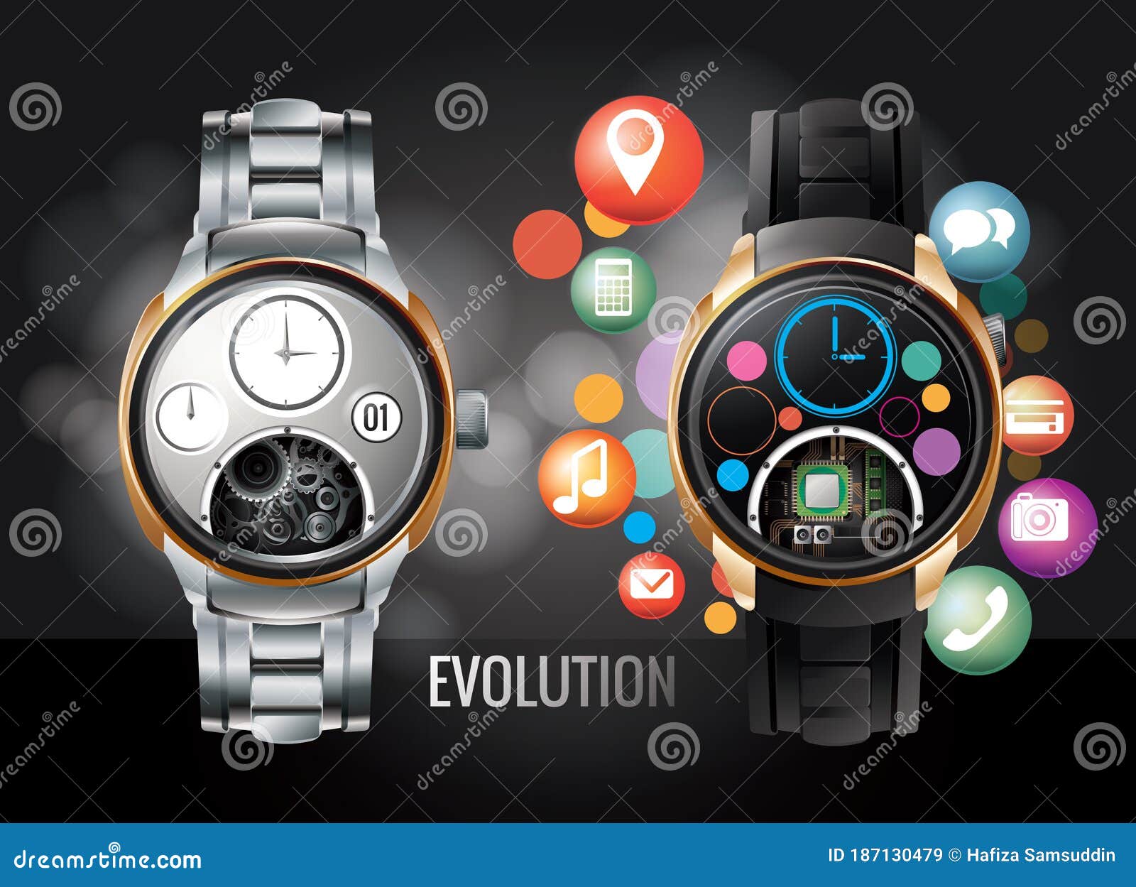 Evolution of the Watch. Vector Illustration Decorative Design Stock ...