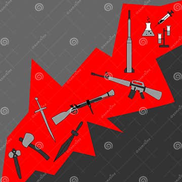 The evolution of weapons stock vector. Illustration of bomb - 269517795