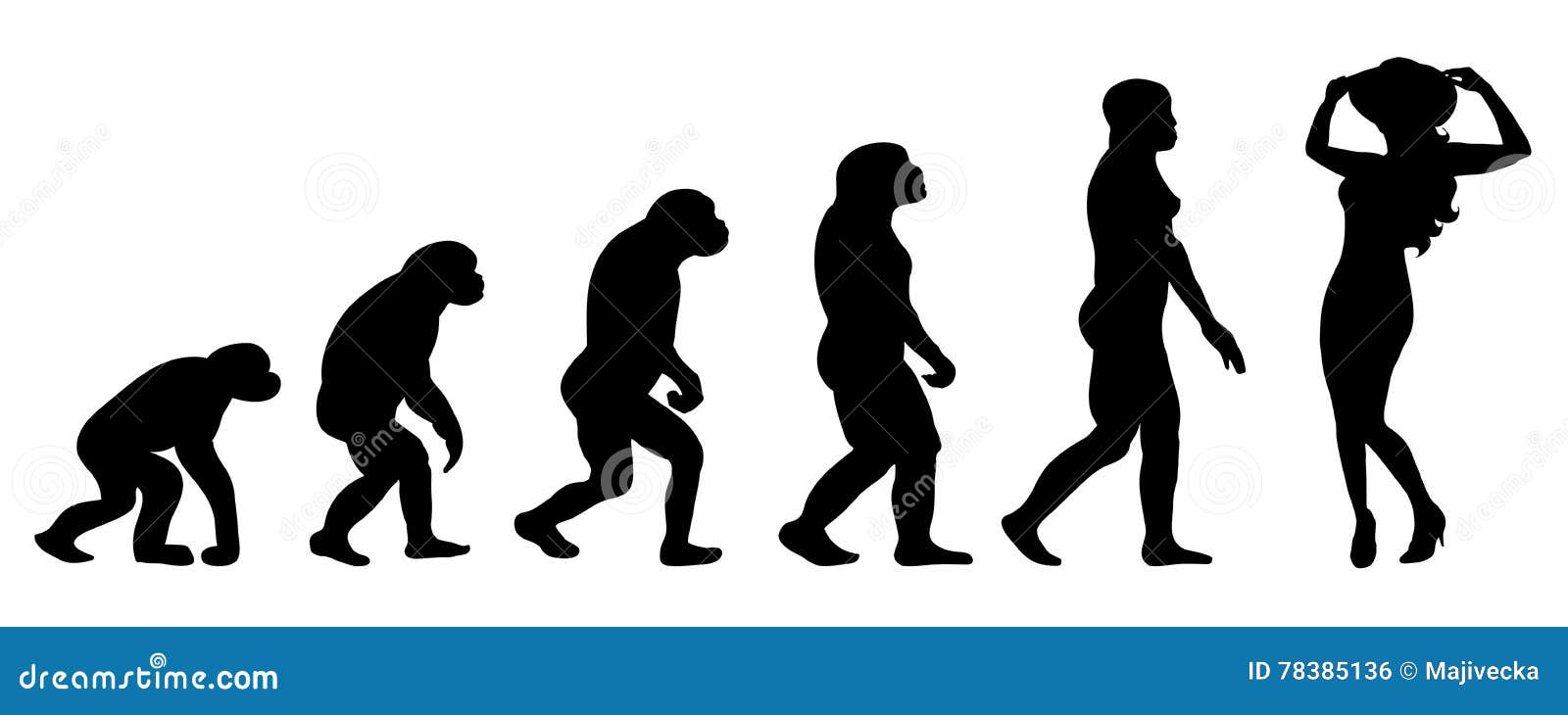 Evolution Of Woman. Human Growth, Cartoon Business Human And Primitive ...