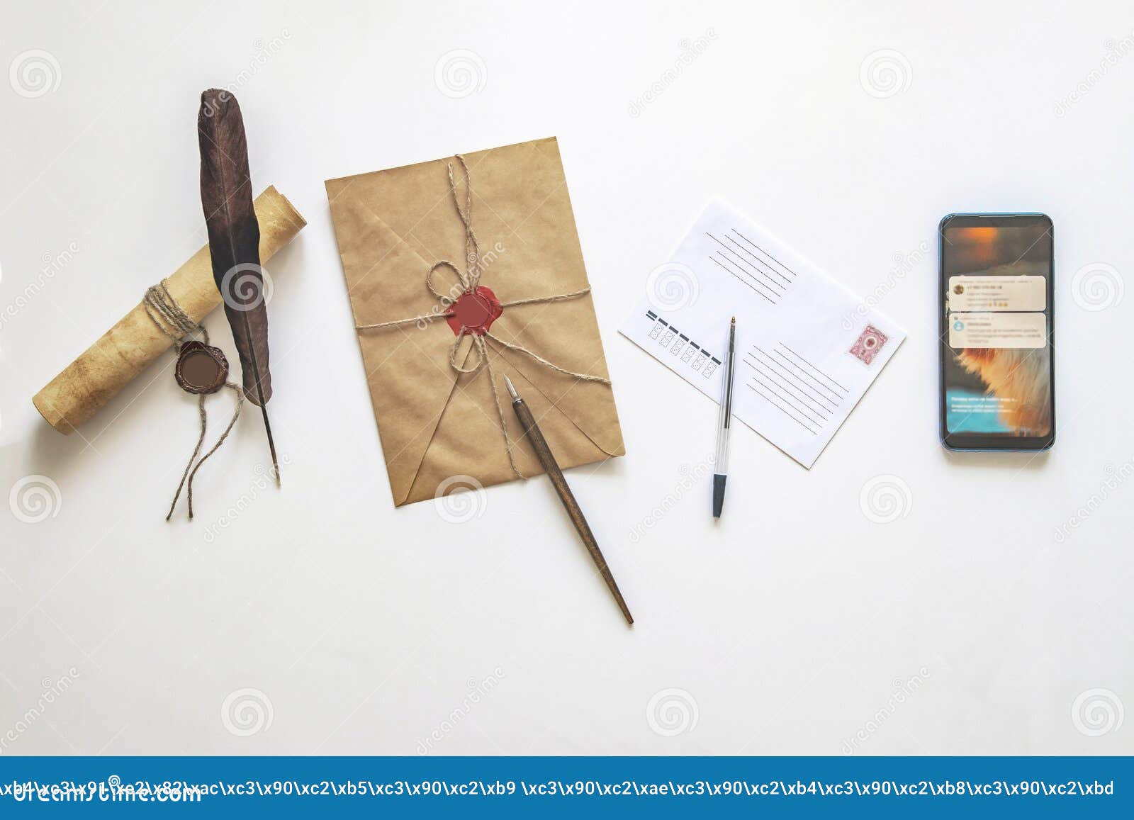 Evolution of writing. stock image. Image of quill, envelope - 215391501