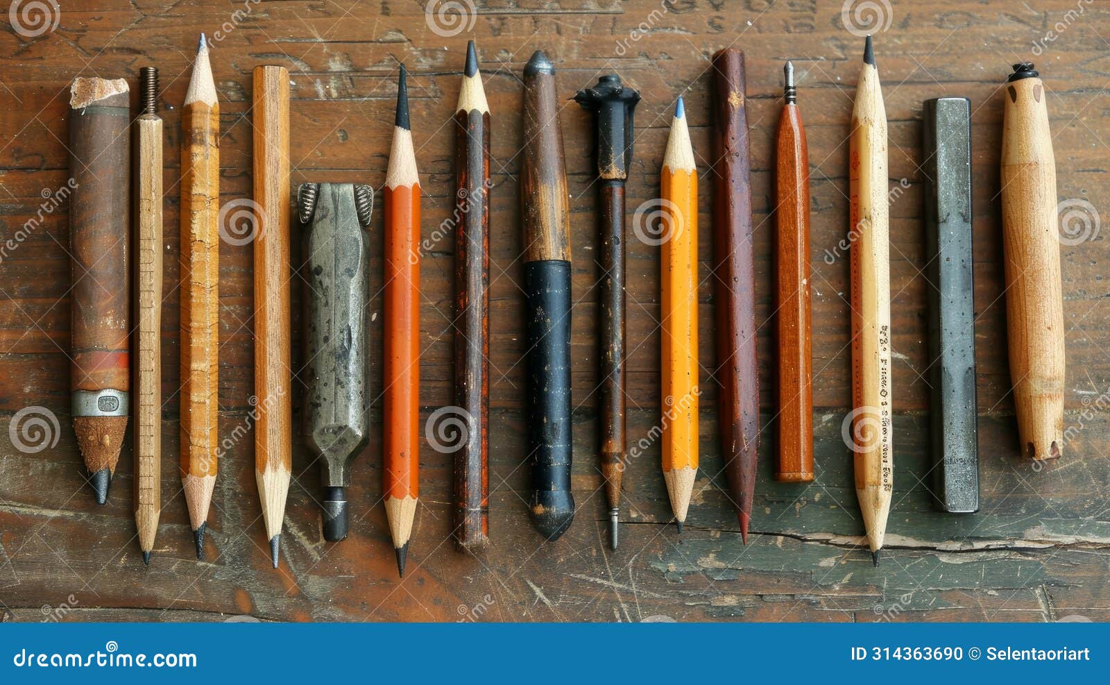The Evolution of Writing Instruments Stock Illustration - Illustration ...