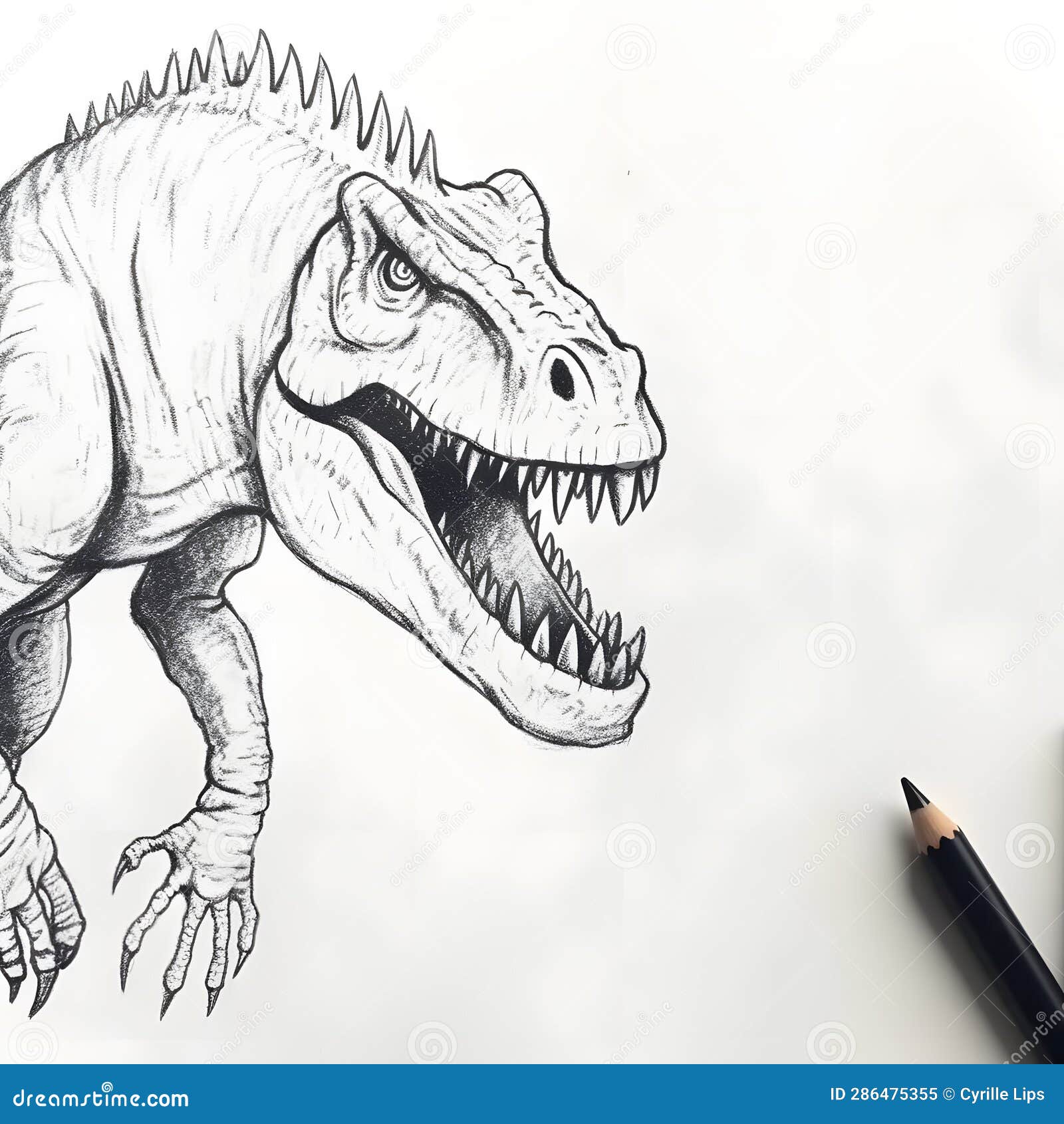 Evolutionary Sketch: Dynamic Dinosaur in Progress - Generative Ai Stock ...