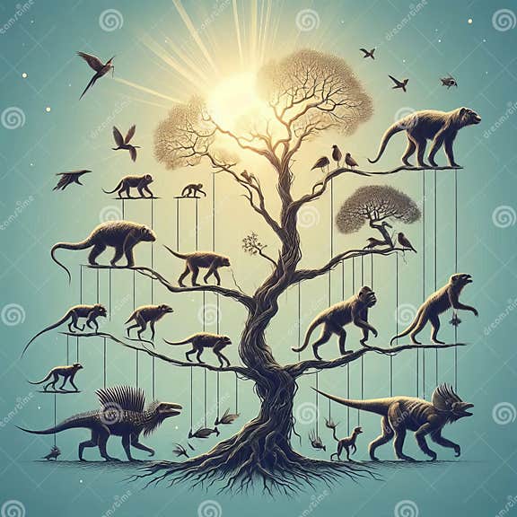 Evolutionary Tree Branching Diagram Showing the Evolution of Spe Stock ...