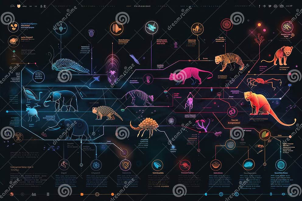 Evolutionary Tree of Extinct Animals Stock Illustration - Illustration ...