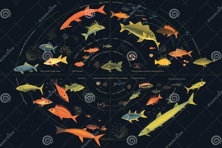 Evolutionary Tree of Fish, a Visual Guide To Aquatic Diversity Stock ...