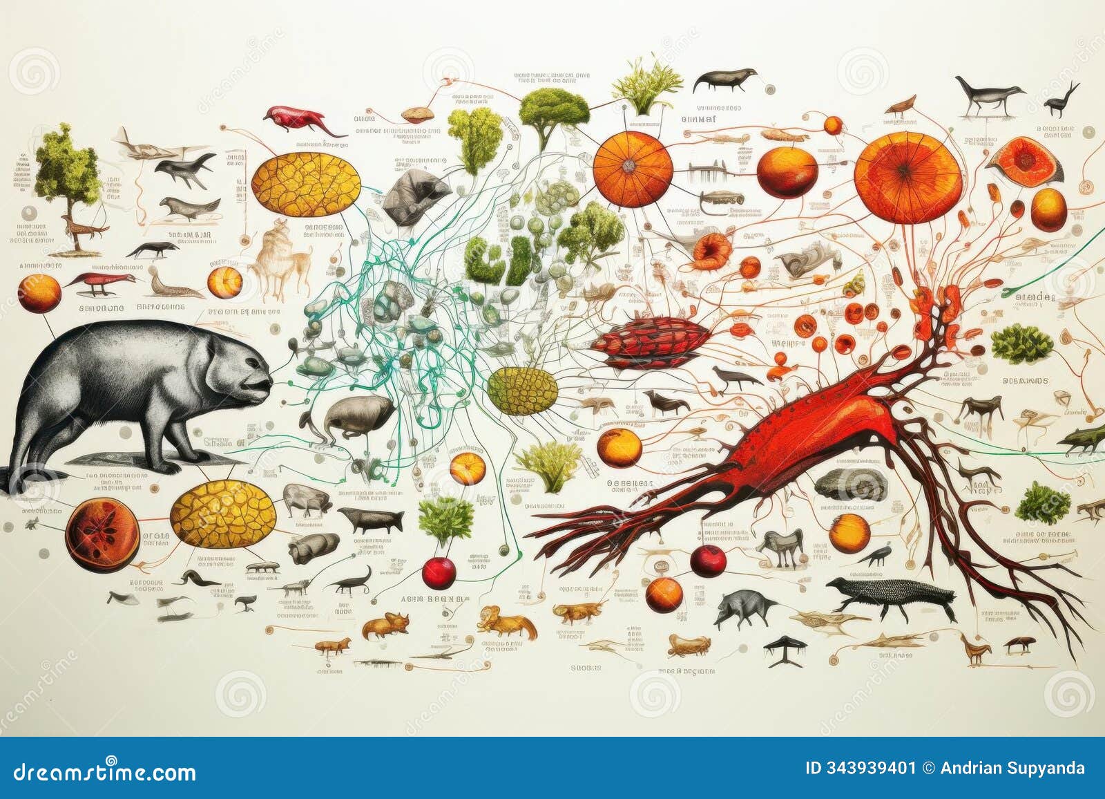 Evolutionary Tree, Life Forms and Interconnections Stock Illustration ...