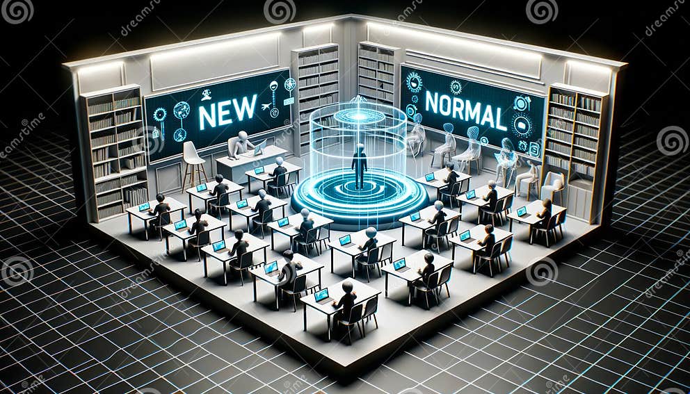 Evolved Classroom New Normal with Spaced Desks and Holographic Lessons ...