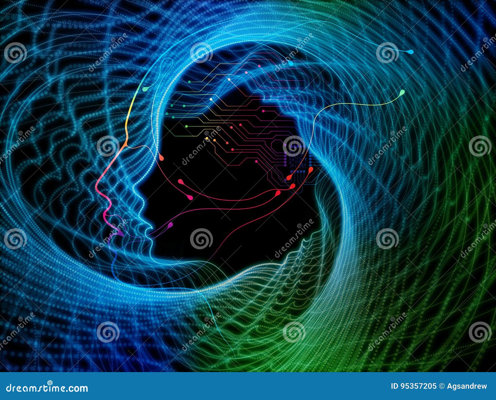 Evolving Machine Consciousness Stock Illustration - Illustration of ...