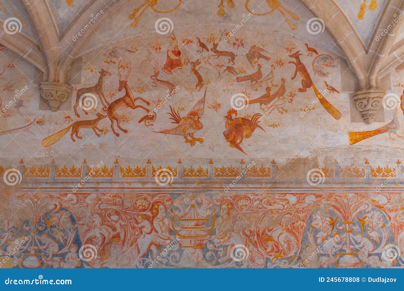 Evora, Portugal, June 15, 2021: Wall Paintings at Casas Pintadas ... Evora, Portugal, June 15, 2021: Wall Paintings at Casas Pintadas ...