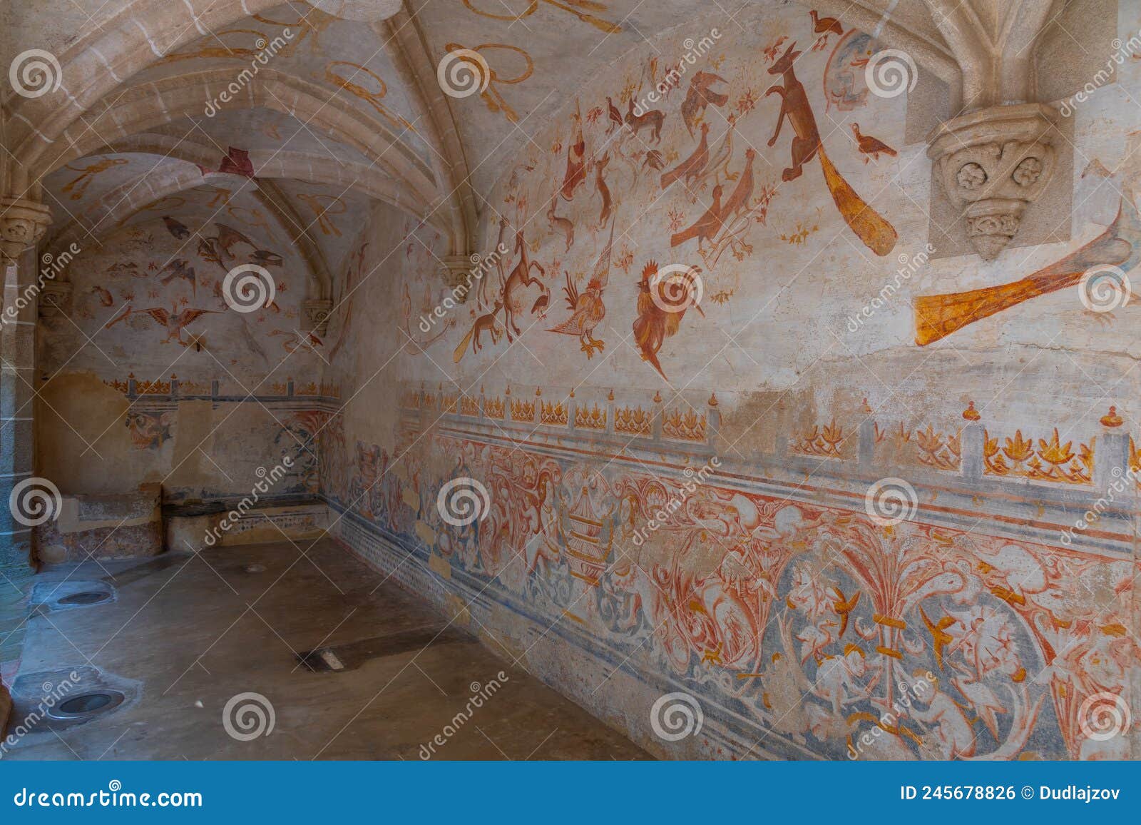 Evora, Portugal, June 15, 2021: Wall Paintings at Casas Pintadas ... Evora, Portugal, June 15, 2021: Wall Paintings at Casas Pintadas ...