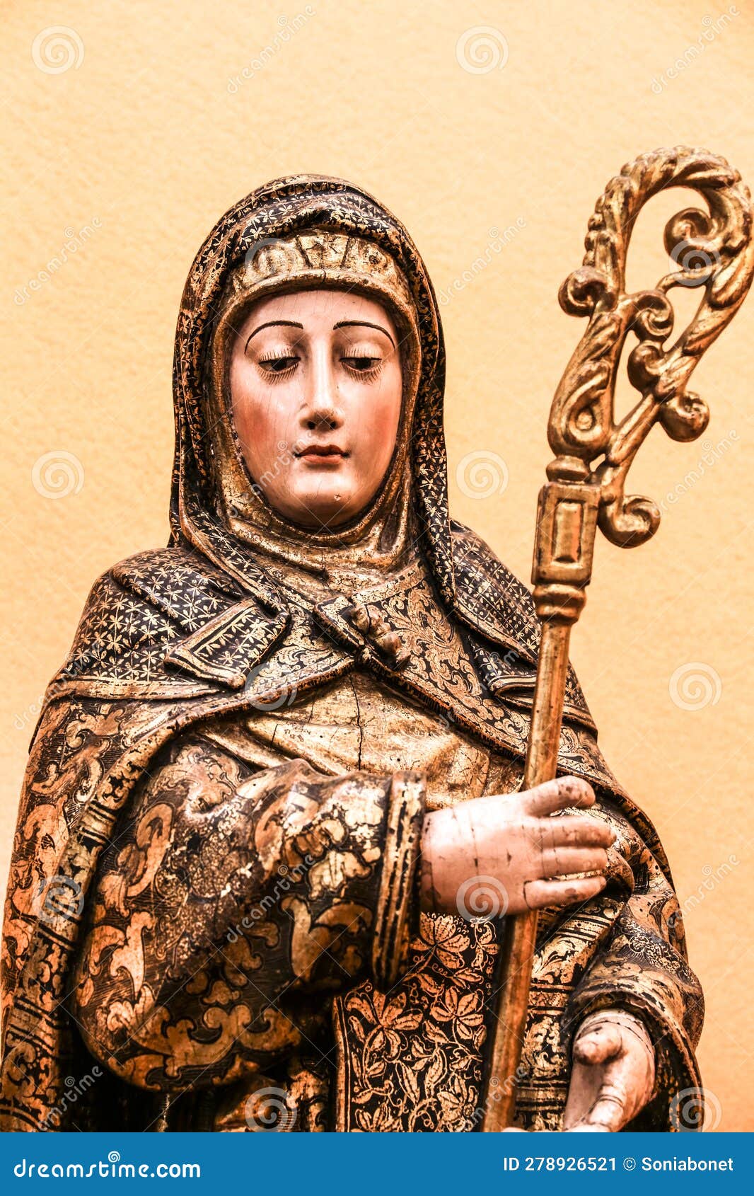 Gilded Wood Polychrome Figure Of Virgin Mary At The Sacred Art Museum