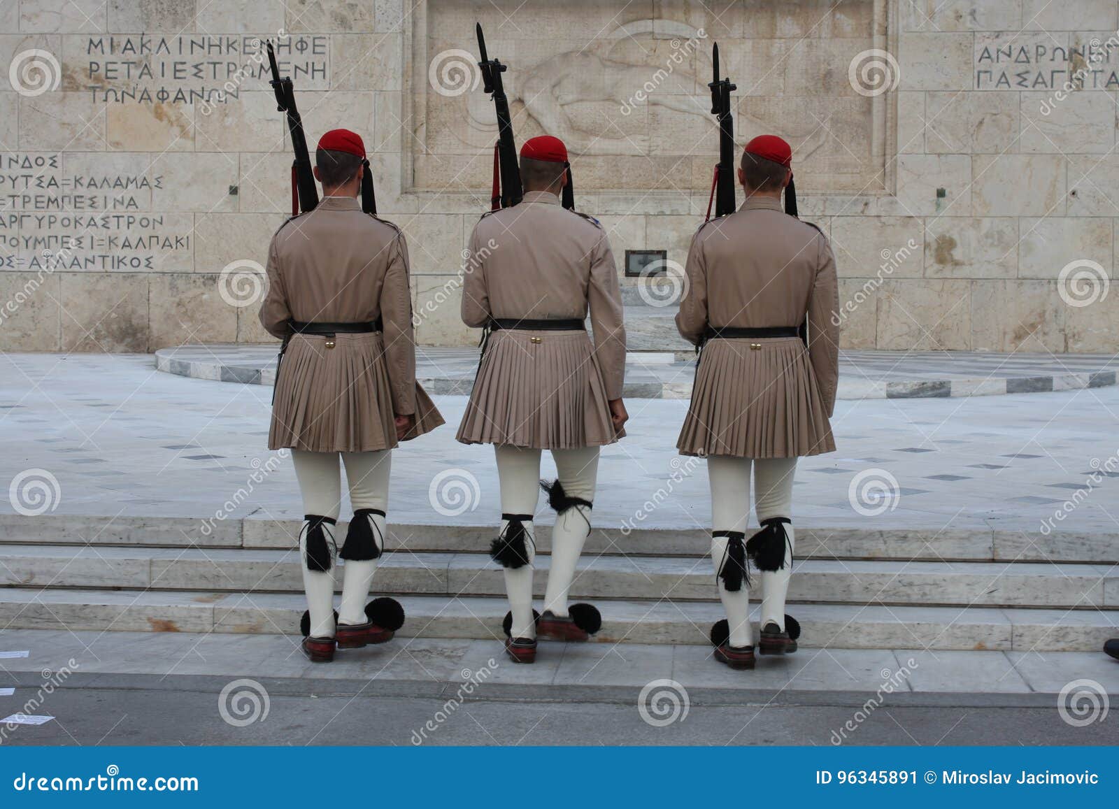 Evzones Standing Guard in Front of the Parliament in Athens. Editorial ...
