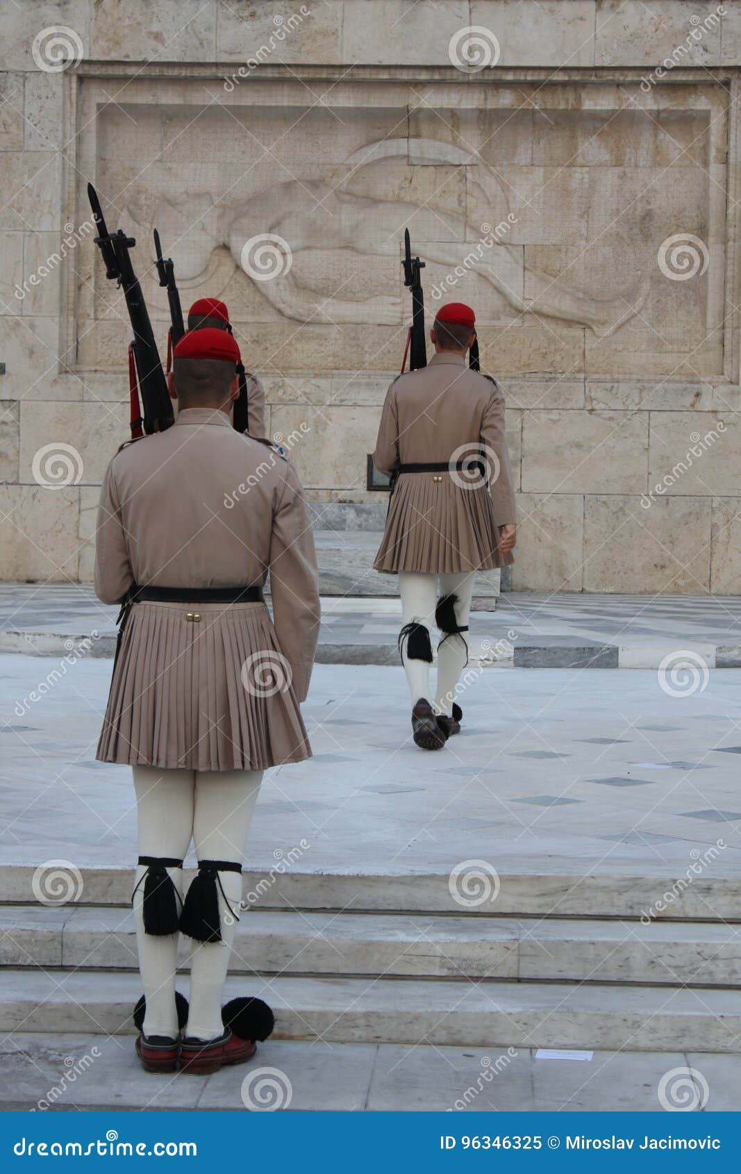 Evzones Standing Guard in Front of the Parliament in Athens. Editorial ...