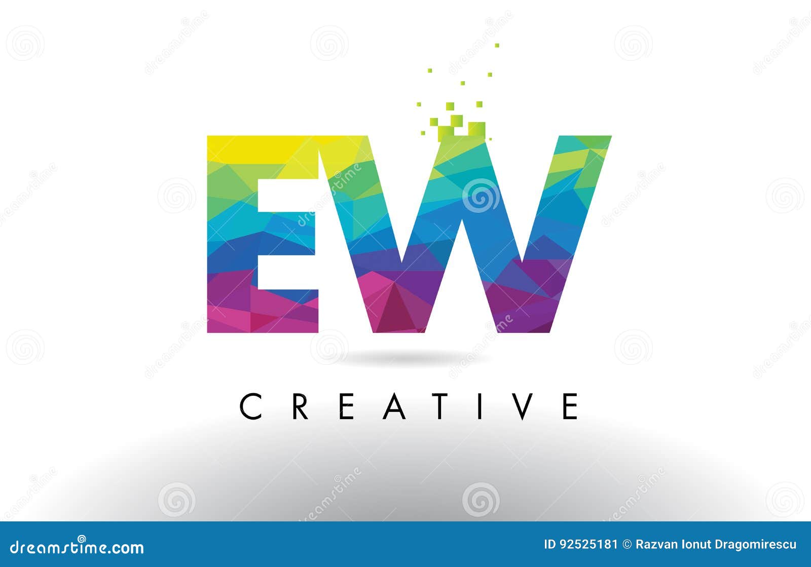 EW E W Colorful Letter Origami Triangles Design Vector. Stock Vector ...
