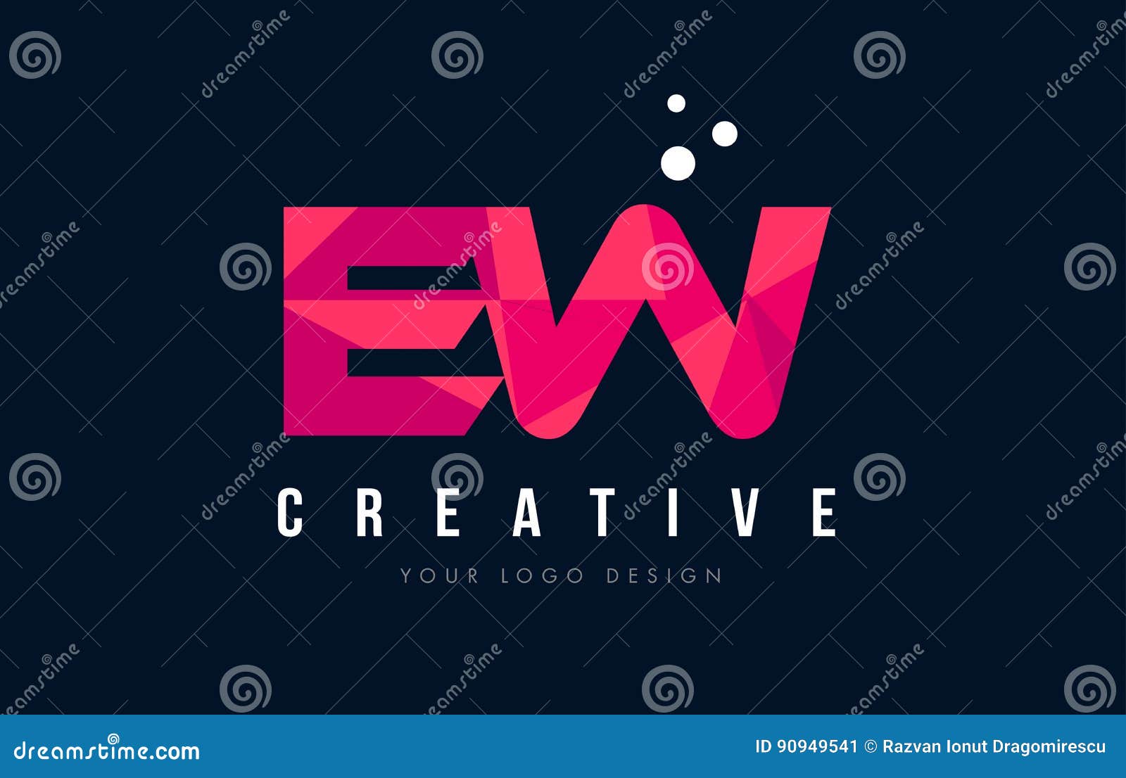 EW E W Letter Logo with Purple Low Poly Pink Triangles Concept Stock ...