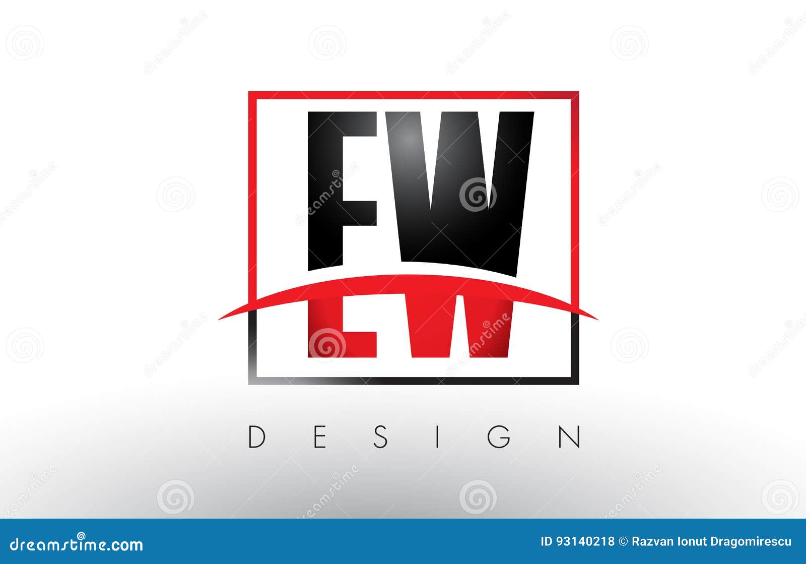 EW E W Logo Letters with Red and Black Colors and Swoosh. Stock Vector ...