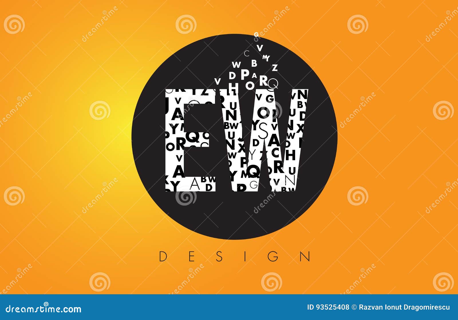 EW E W Logo Made of Small Letters with Black Circle and Yellow B Stock ...