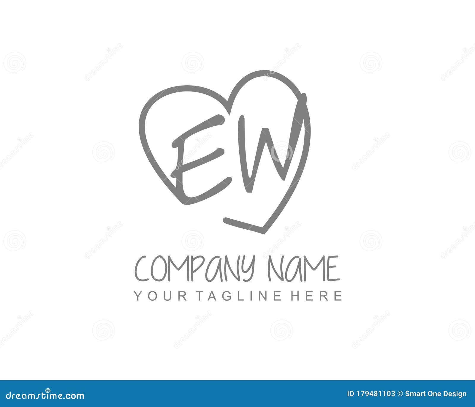 EW Initial Handwriting with Heart Frame Stock Vector - Illustration of ...