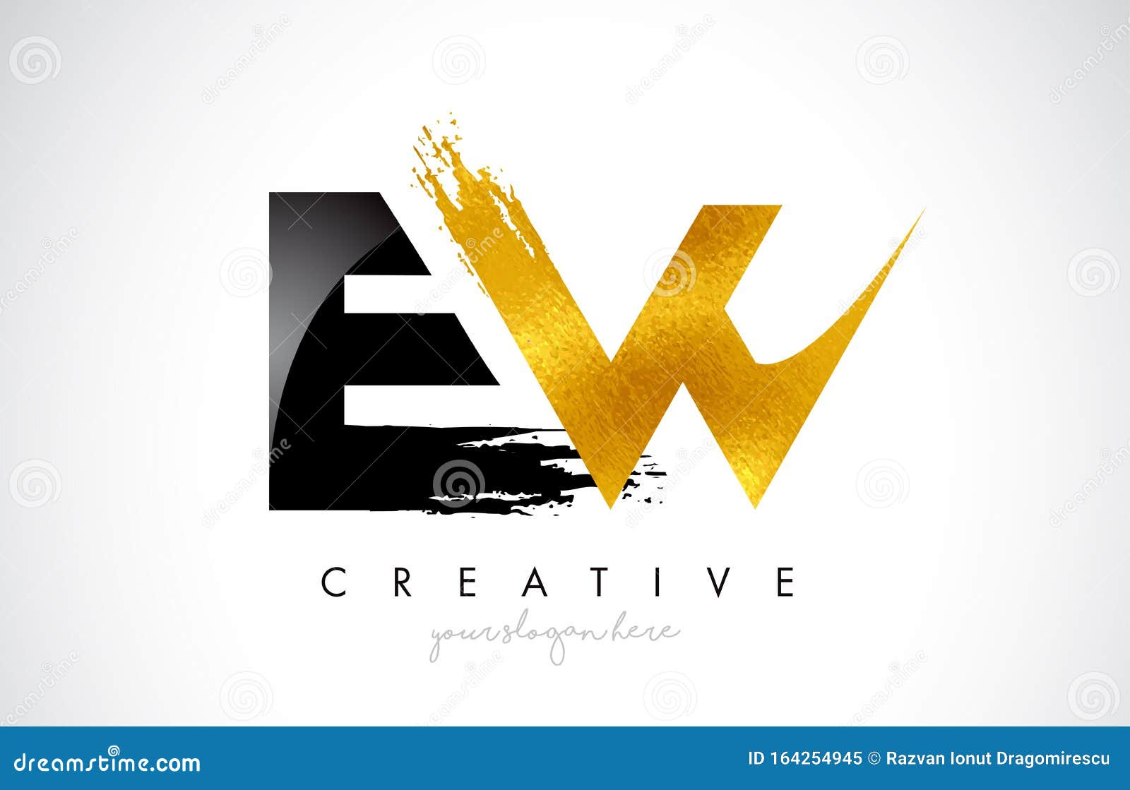 EW Letter Design with Brush Stroke and Modern 3D Look Stock Vector ...