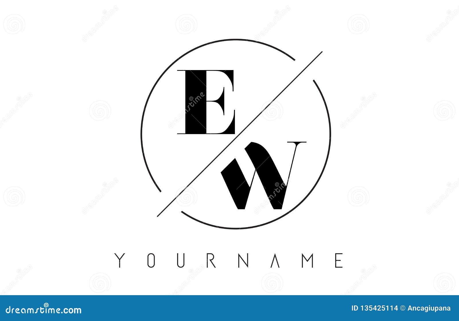 EW Letter Logo with Cutted and Intersected Design Stock Vector ...