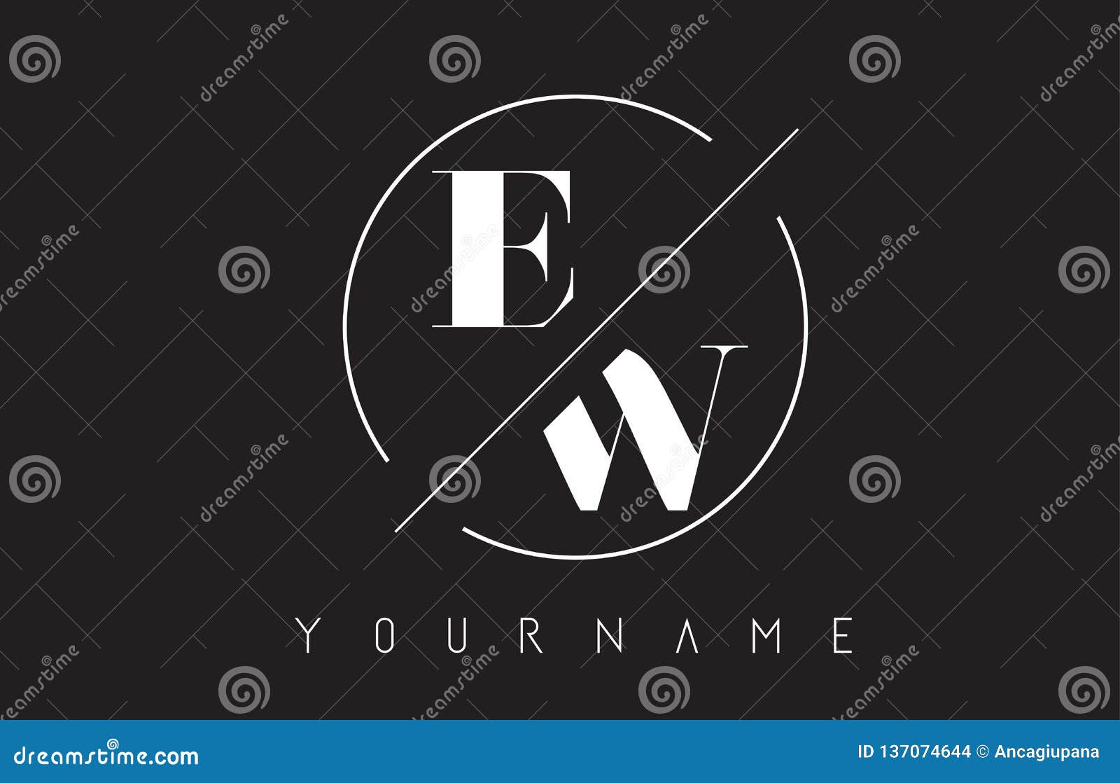 EW Letter Logo with Cutted and Intersected Design Stock Vector ...