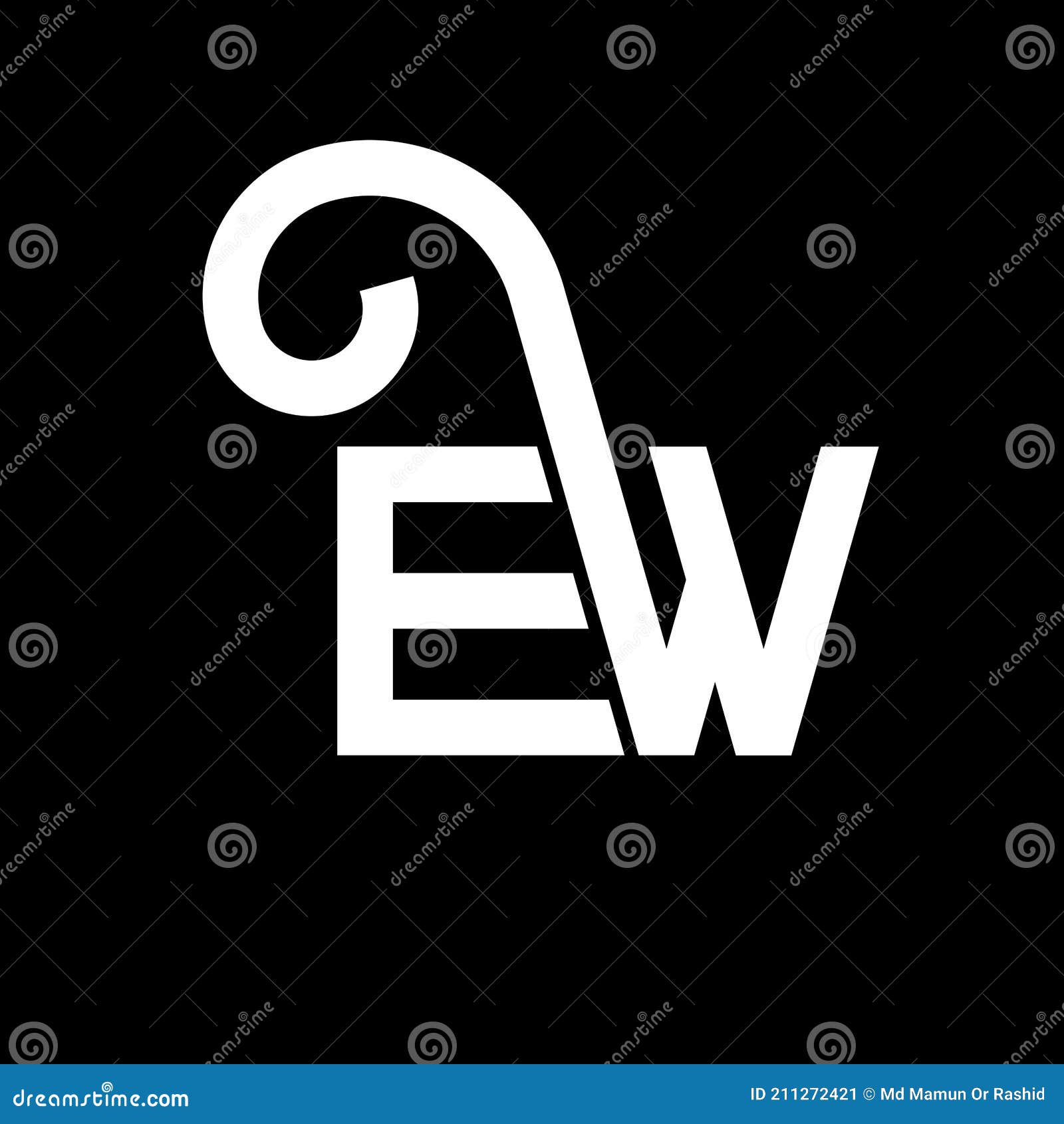 EW Letter Logo Design on Black Background. EW Creative Initials Letter ...