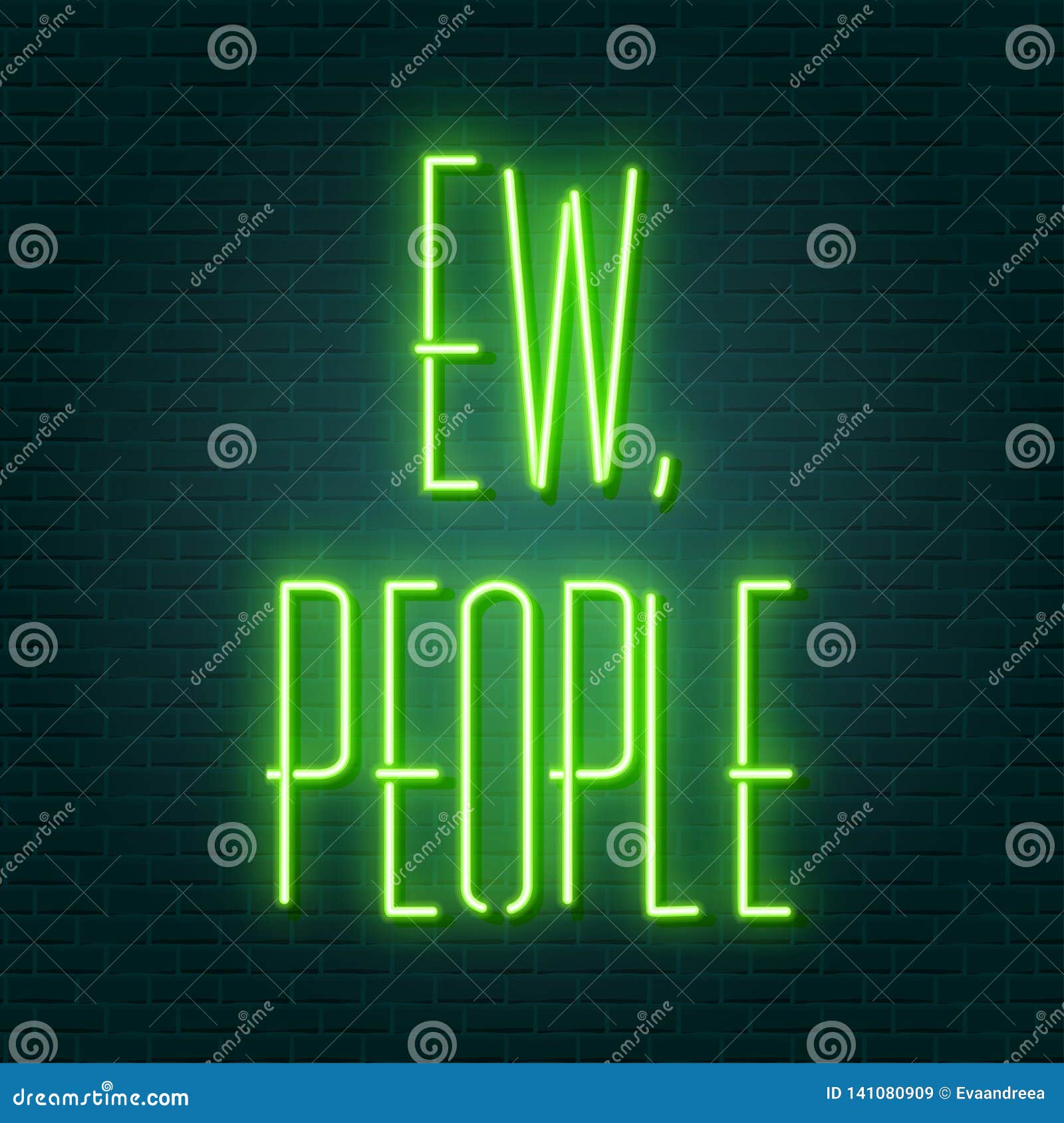 Ew people neon sign stock illustration. Illustration of blue - 141080909
